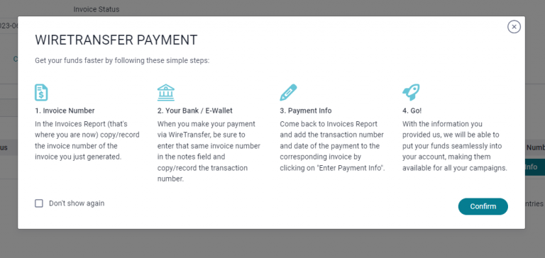 Guide: Wire Transfer Payments on TrafficJunky